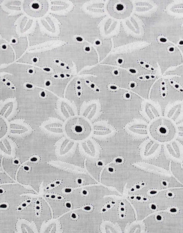 Floral Cutwork Embroidery Pure Cotton Fabric Dress Material (Eyelet ...