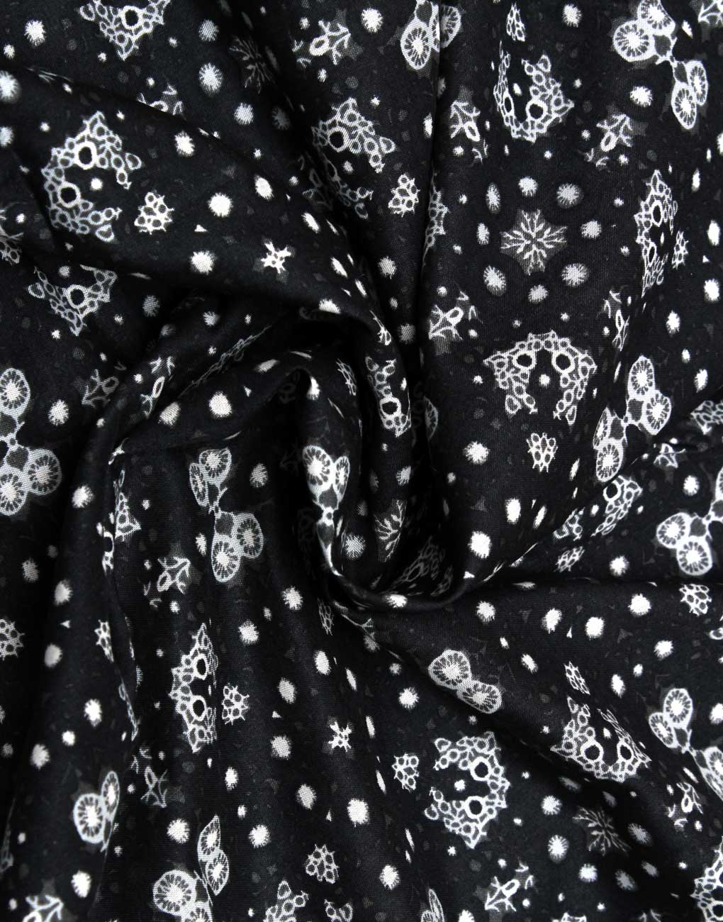 Black color Abstract Design Rayon Dress Material Fabrics - Charu Creation