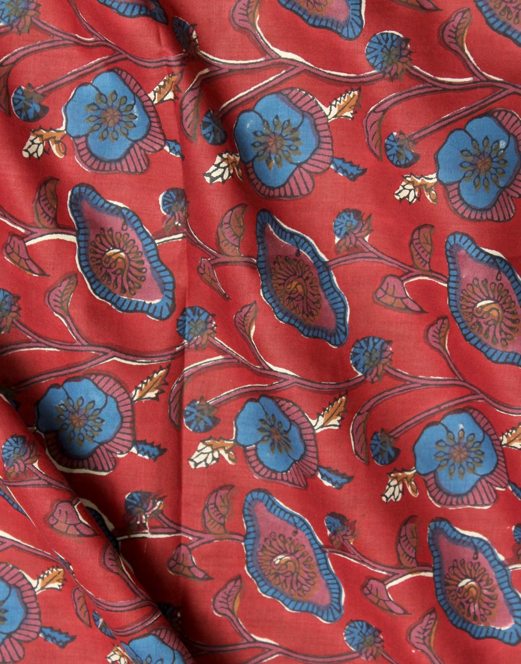 Mehroon Color Floral Print on Cotton Handblock Dress Material Fabric ...