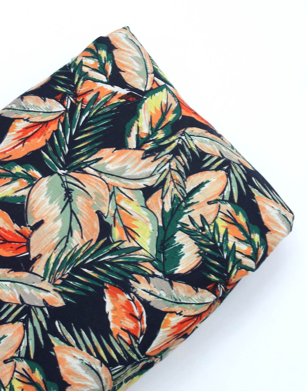 Multicolor Leaf Print on Cotton Linen Dress Material Fabric - Charu ...