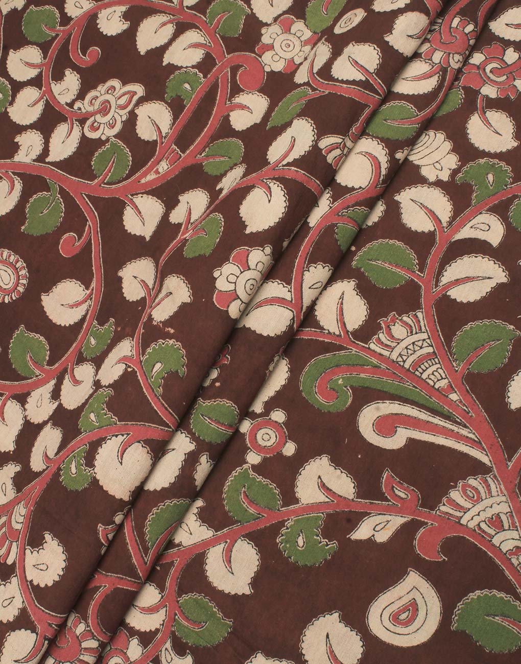 Mehroon color Cotton kalamkari print fabric for Women's Kurti - Charu ...